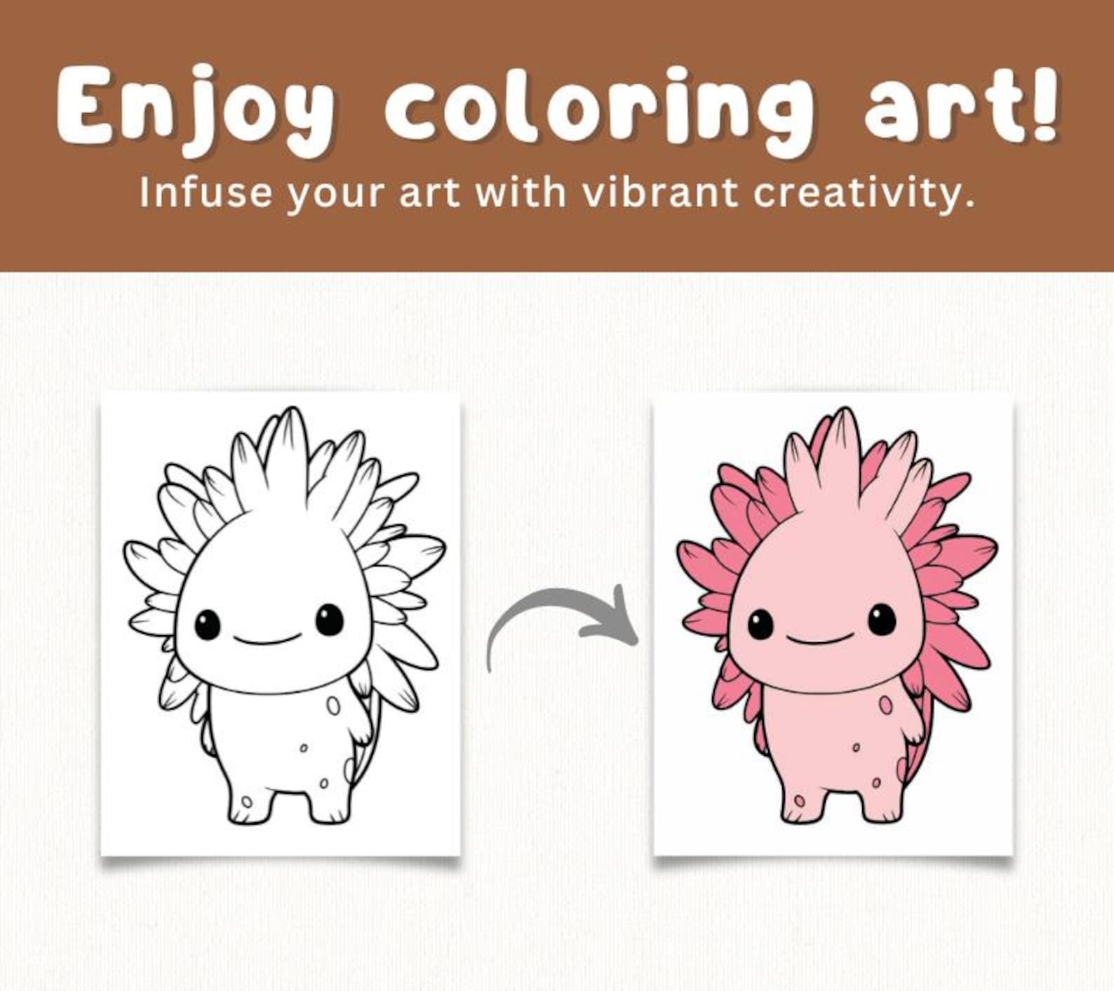 200 Cute Axolotl Coloring Pages Bundle for Kids, Fun & Educational ...