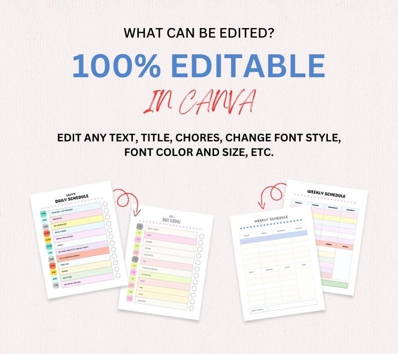 Chore Chart Bundle for Kids Canva Editable Motivational Printable ...