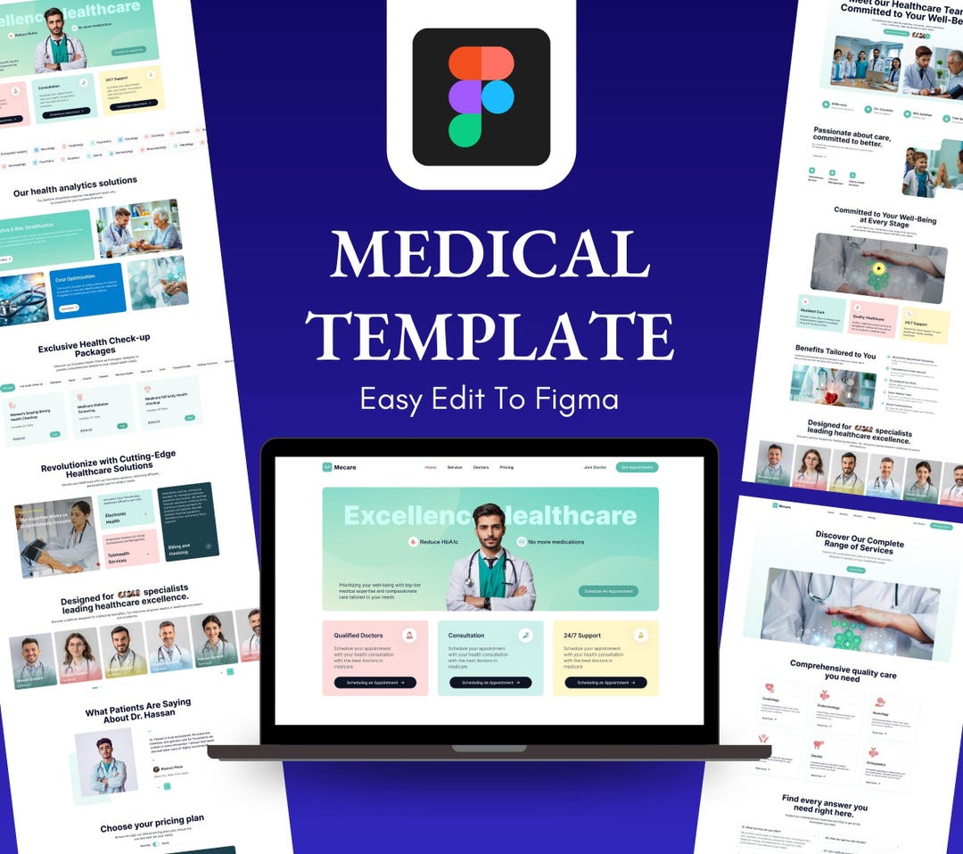 Plantilla de Figma para sitios web médicos: Kit de interfaz de usuario ...