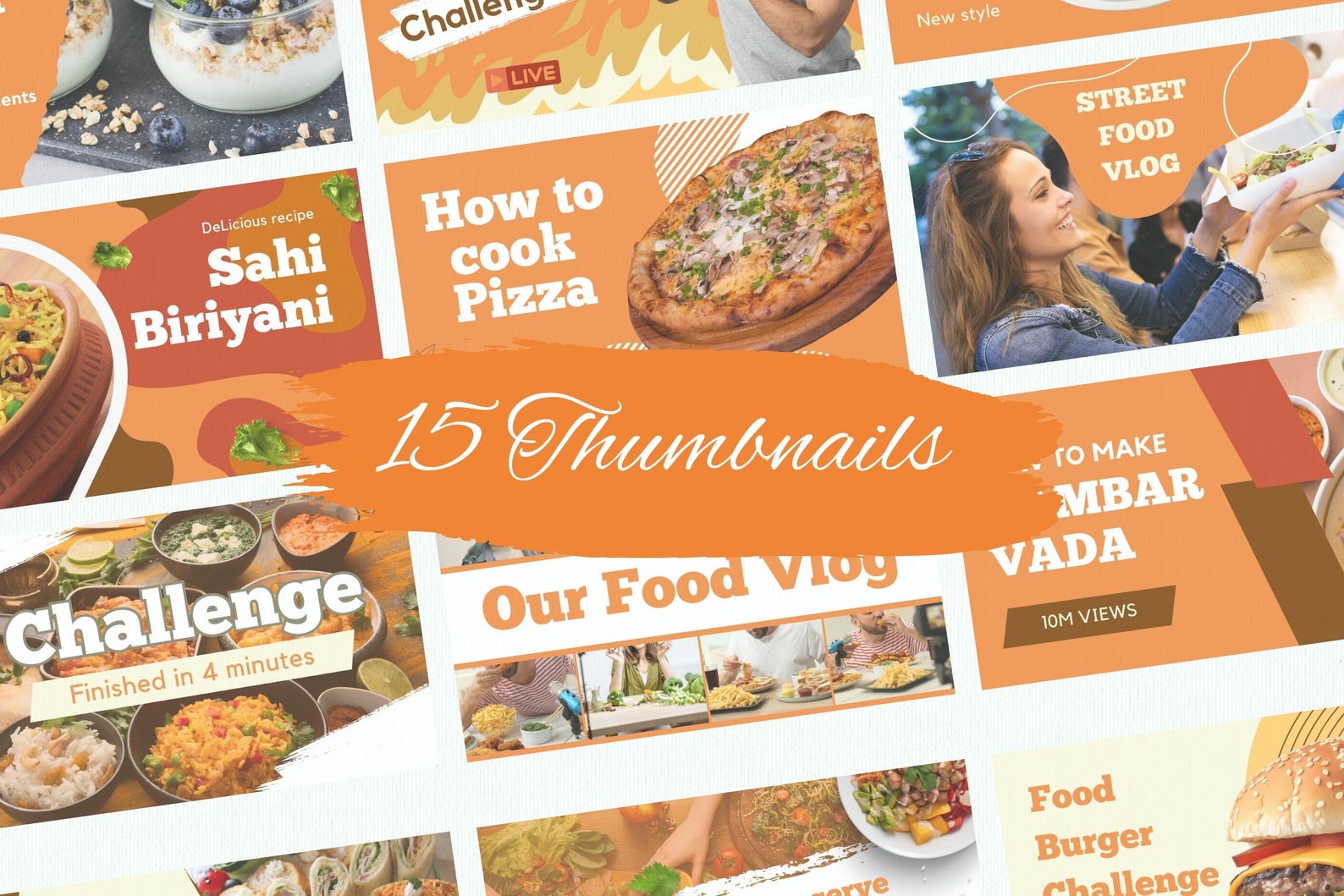 60 Youtube Food Vlogger Channel Branding Kit, Canva Editable Food ...
