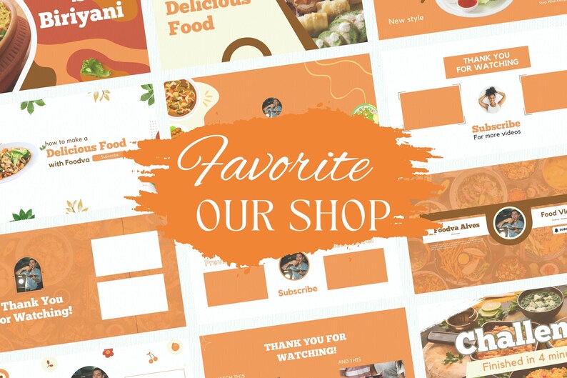60 Youtube Food Vlogger Channel Branding Kit, Canva Editable Food ...