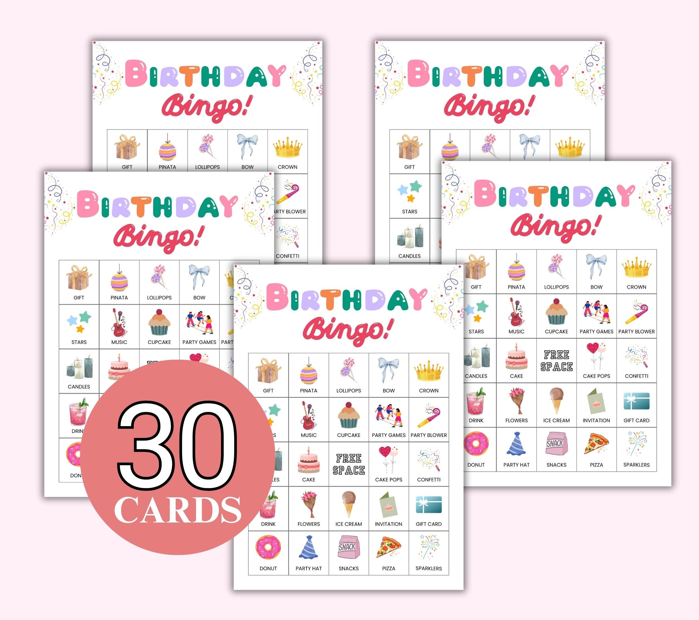 Birthday Bingo Game: Printable Party Activity (PDF Download - Etsy