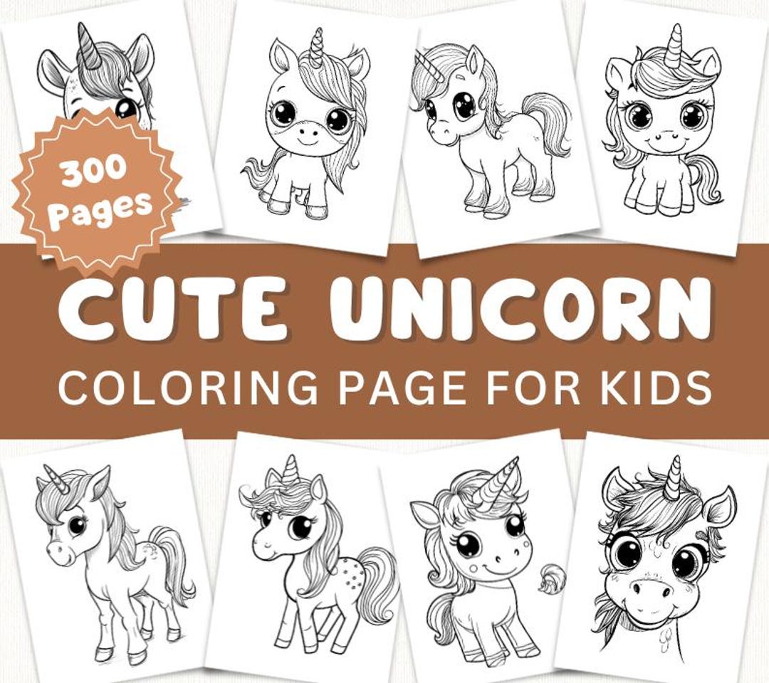 100 Cute Baby Unicorn Coloring Pages Bundle | Including Bonuses of 200 ...