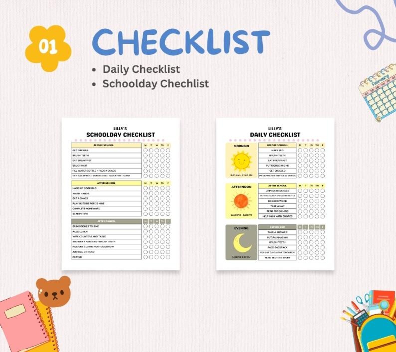 Chore Chart Bundle for Kids Canva Editable Motivational Printable ...