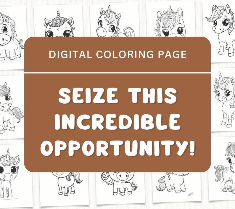 100 Cute Baby Unicorn Coloring Pages Bundle | Including Bonuses of 200 ...