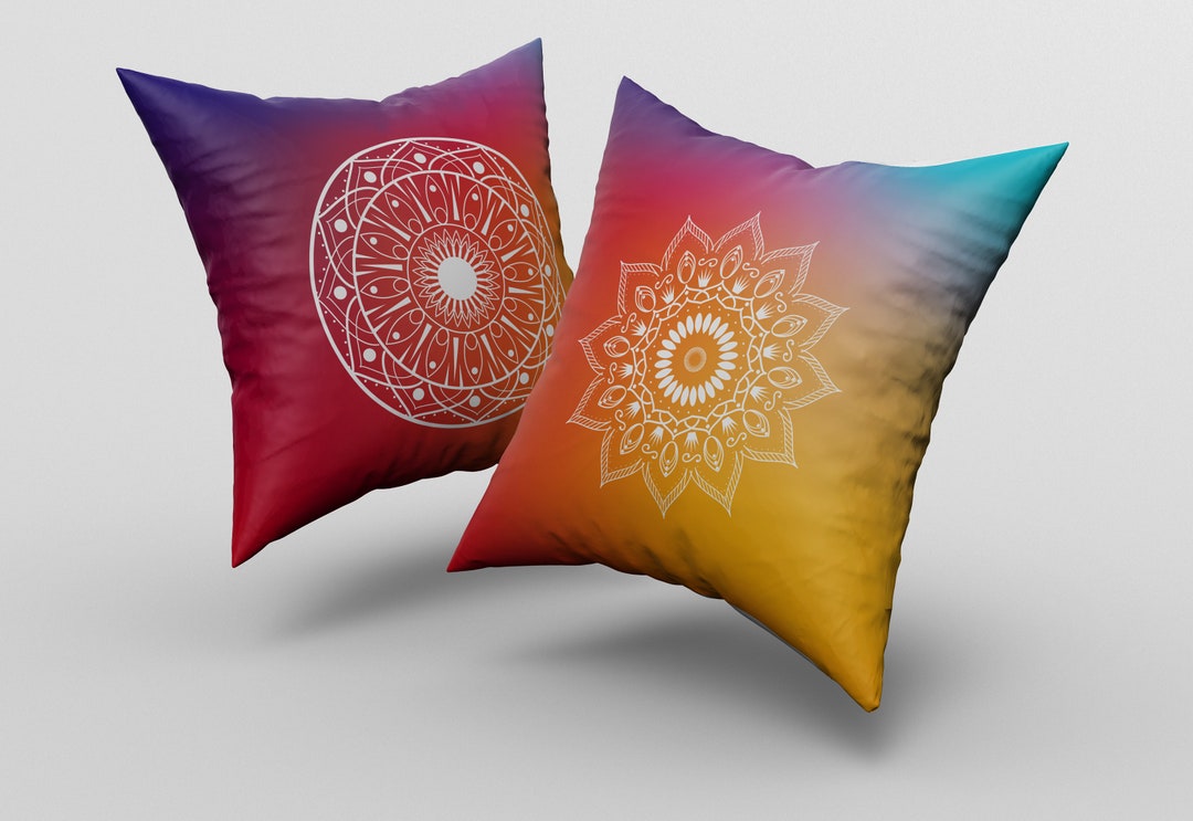 Art Printed Pillow Design Template, Canva Editable Illustrated Flowers ...