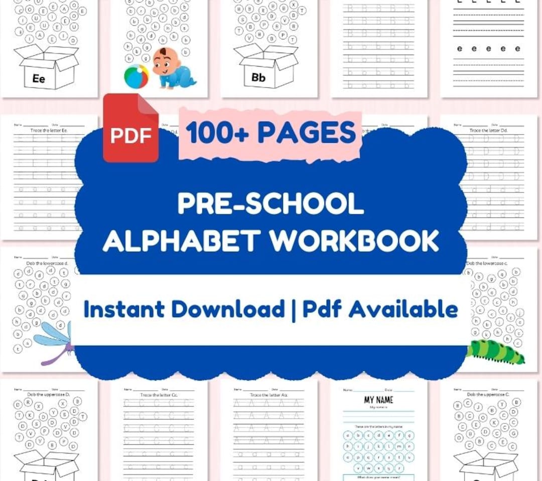 Pre-school Alphabet Workbook | 100 Fun & Educational PDF Pages for Kids ...