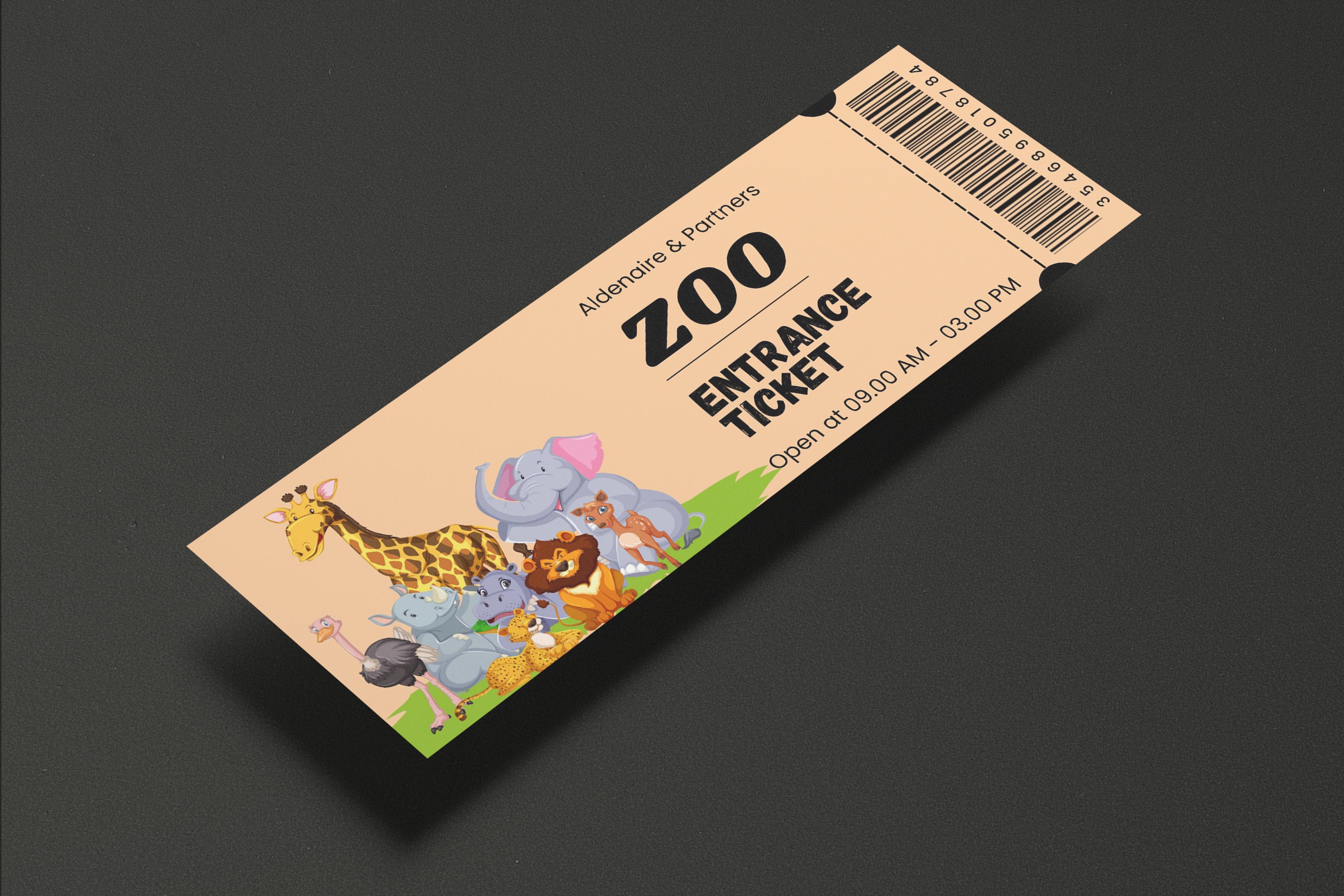 Zoo Printable Ticket Design Template, Editable Zoo Entry Pass Template ...