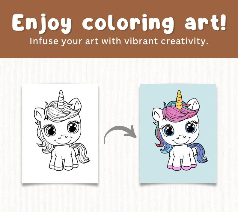 100 Cute Baby Unicorn Coloring Pages Bundle | Including Bonuses of 200 ...