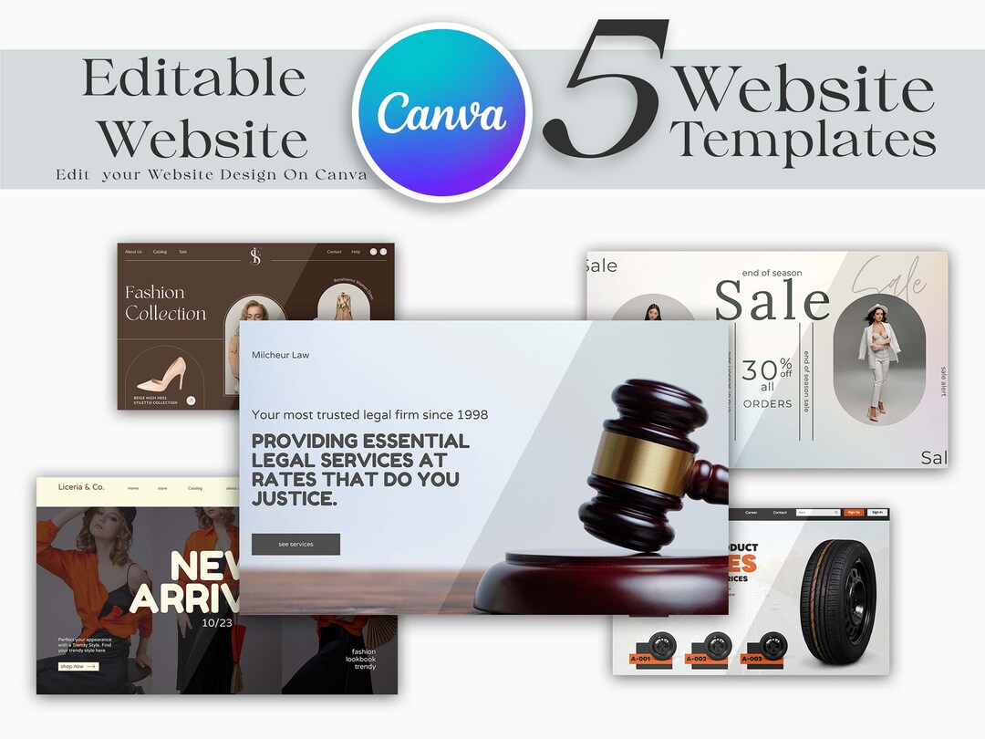 Website Showcase Mockup Canva Templates Bundle, Editable Canva Webpage ...
