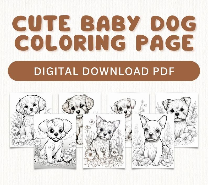 100 Cute Baby Dog Coloring Pages Bundle for Kids | Fun & Educational ...