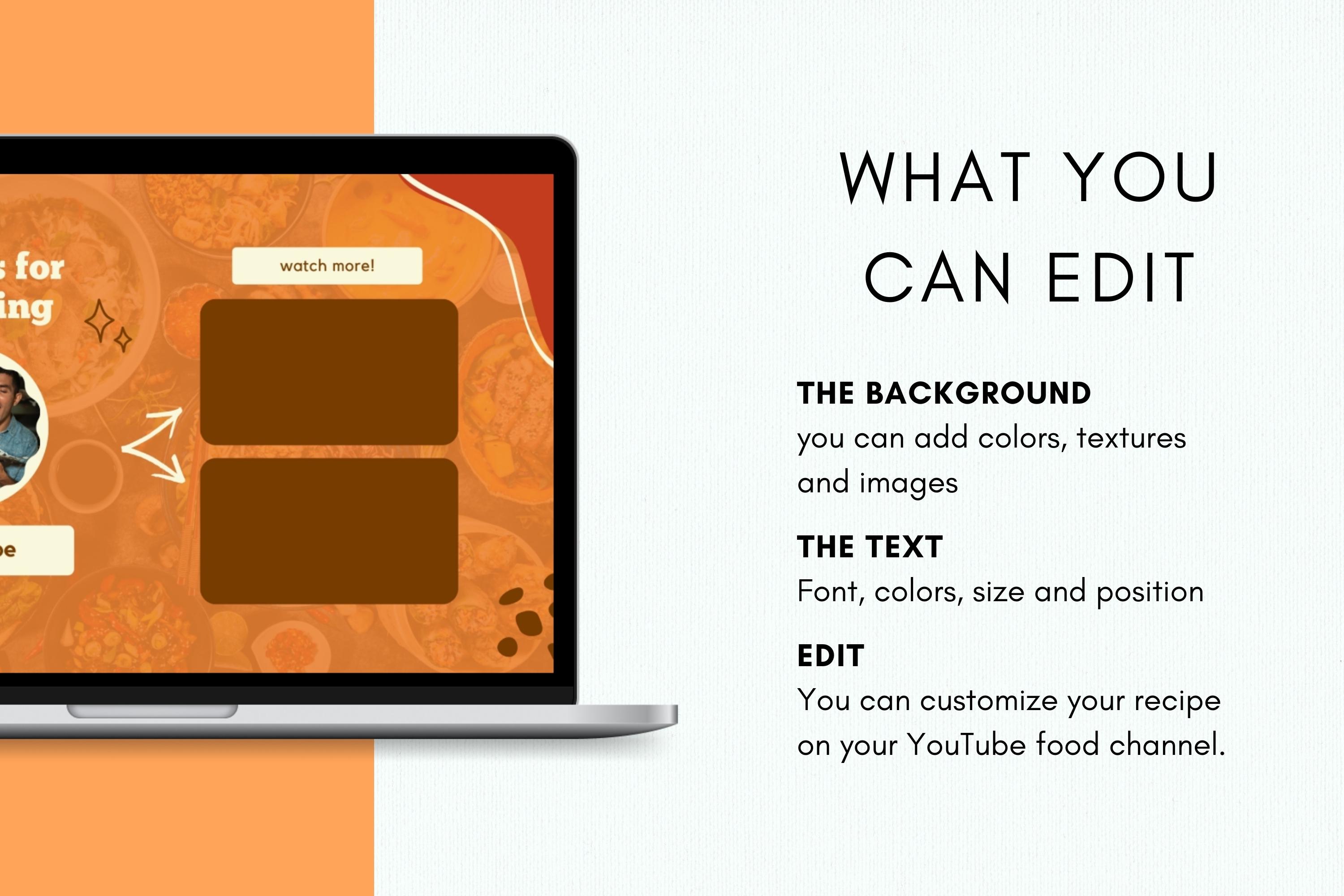 60 Youtube Food Vlogger Channel Branding Kit, Canva Editable Food ...