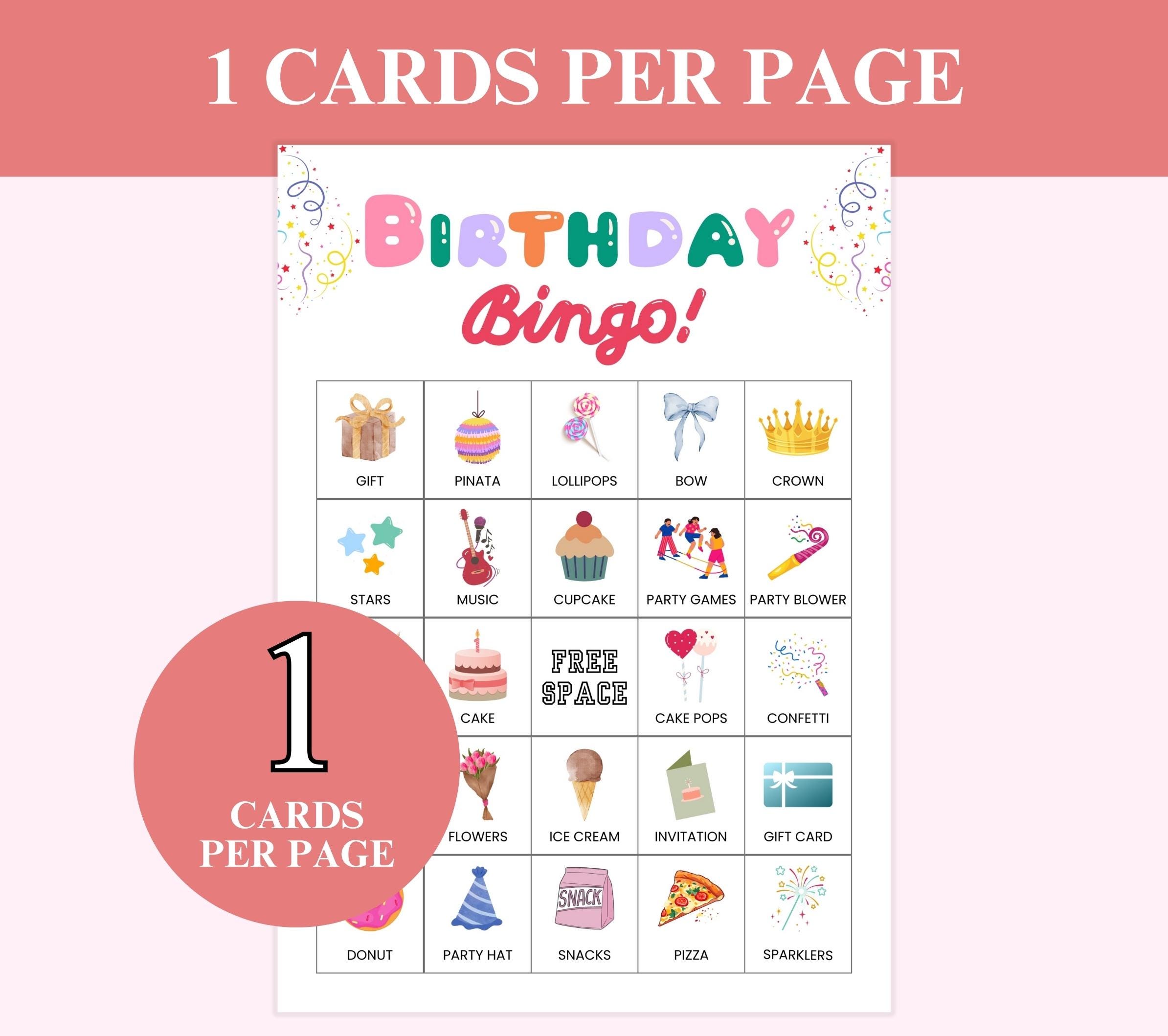 Birthday Bingo Game: Printable Party Activity (PDF Download - Etsy