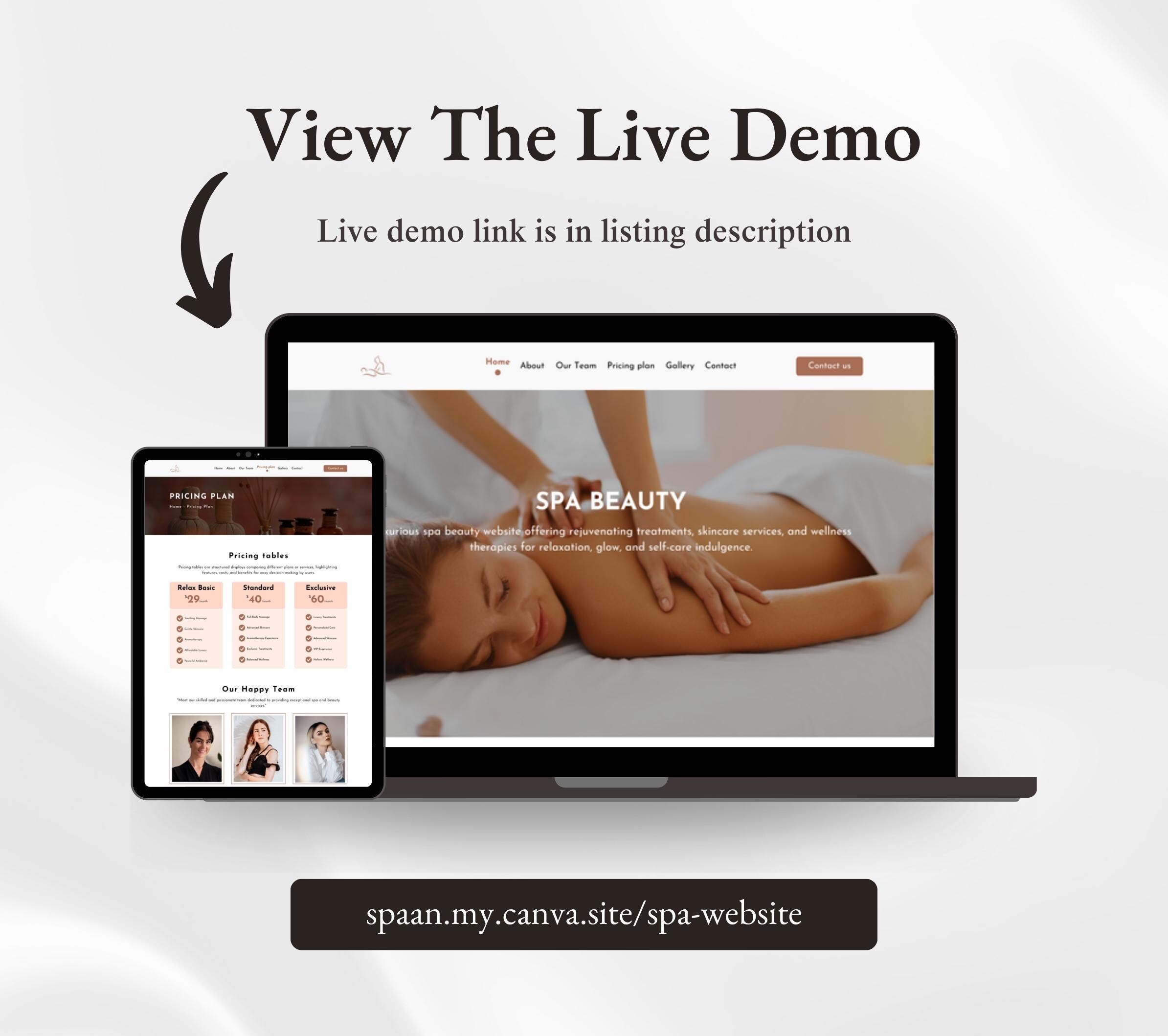 Elegant Spa Website Template: Customizable Canva Design - Etsy