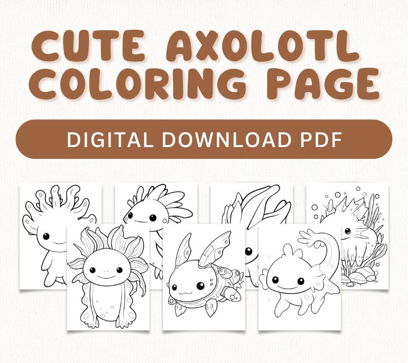 200 Cute Axolotl Coloring Pages Bundle for Kids, Fun & Educational ...