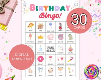 A Tini Bit Older Birthday Bingo Cards | Fun Party Game | 100% Editable ...