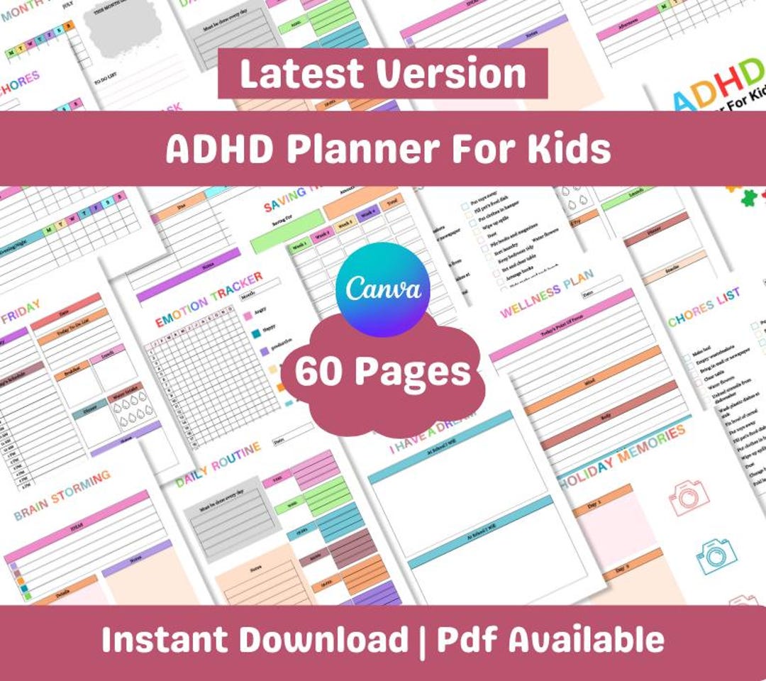 ADHD Planner Bundle for Kids | 60 Pages for Focus & Organization, Focus ...