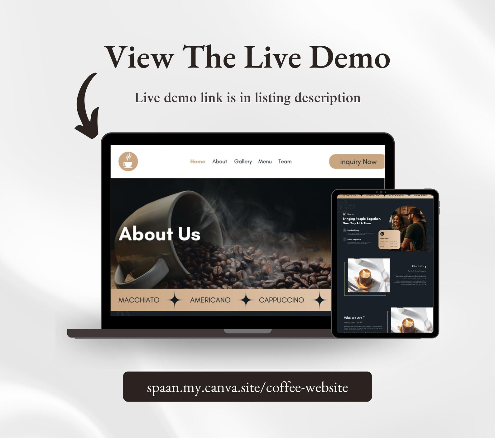 Coffee Shop Website Template, Coffee Website, Canva Website Template ...
