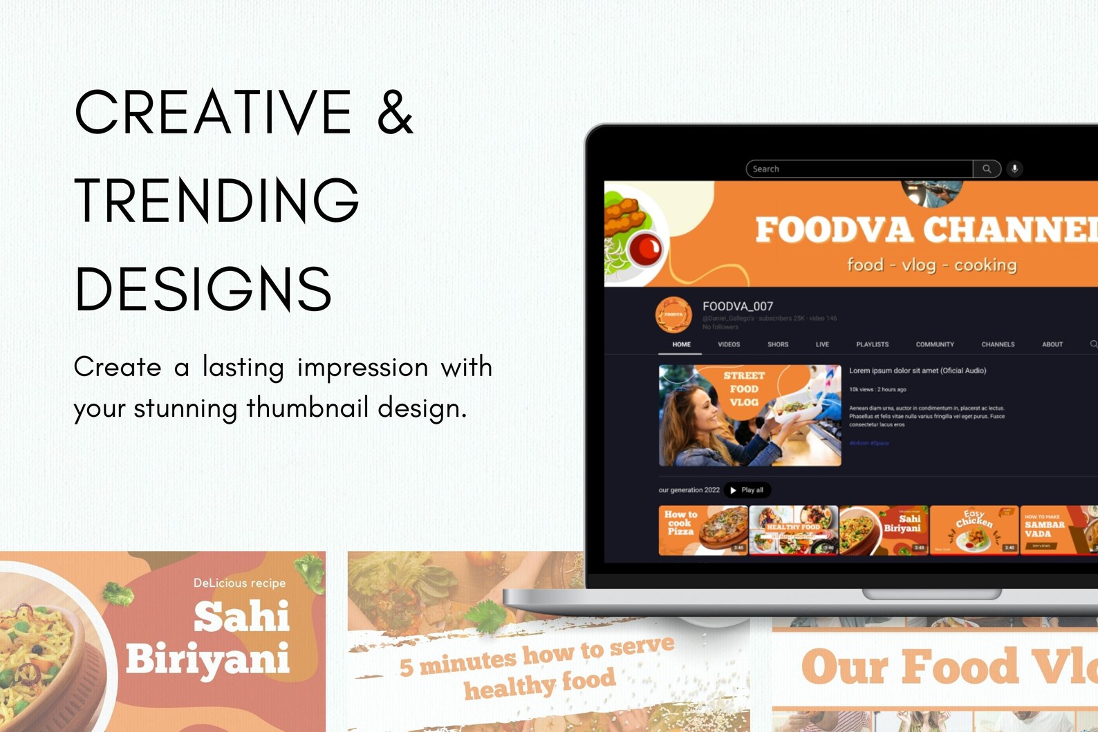 60 Youtube Food Vlogger Channel Branding Kit, Canva Editable Food ...