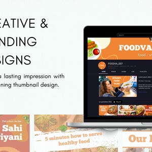 60 Youtube Food Vlogger Channel Branding Kit, Canva Editable Food ...