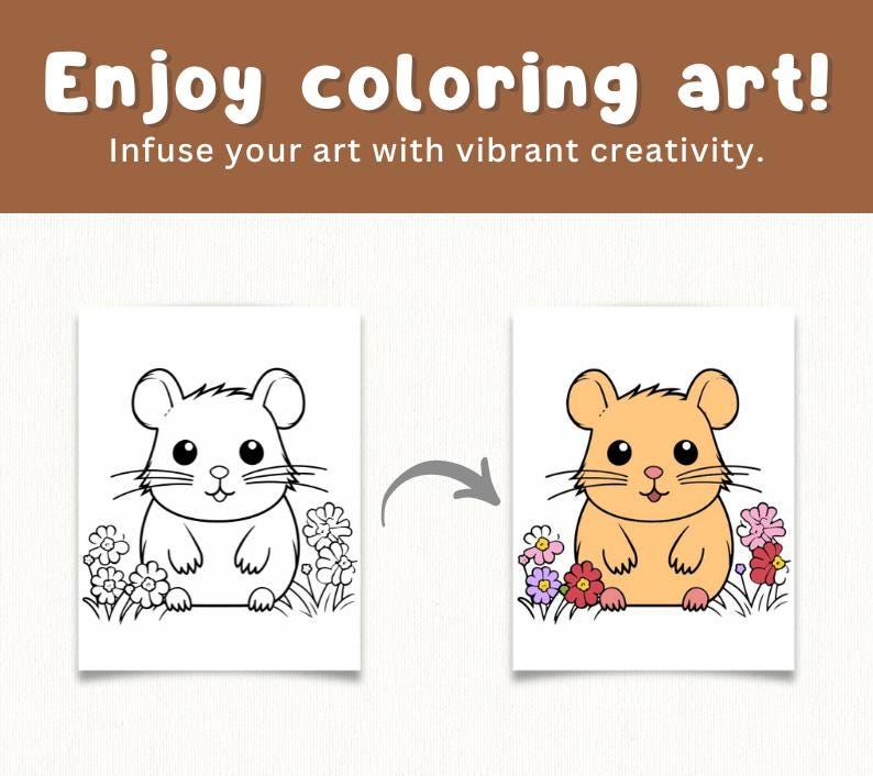 200 Adorable Hamster Coloring Pages Bundle for Kids | Fun & Engaging ...