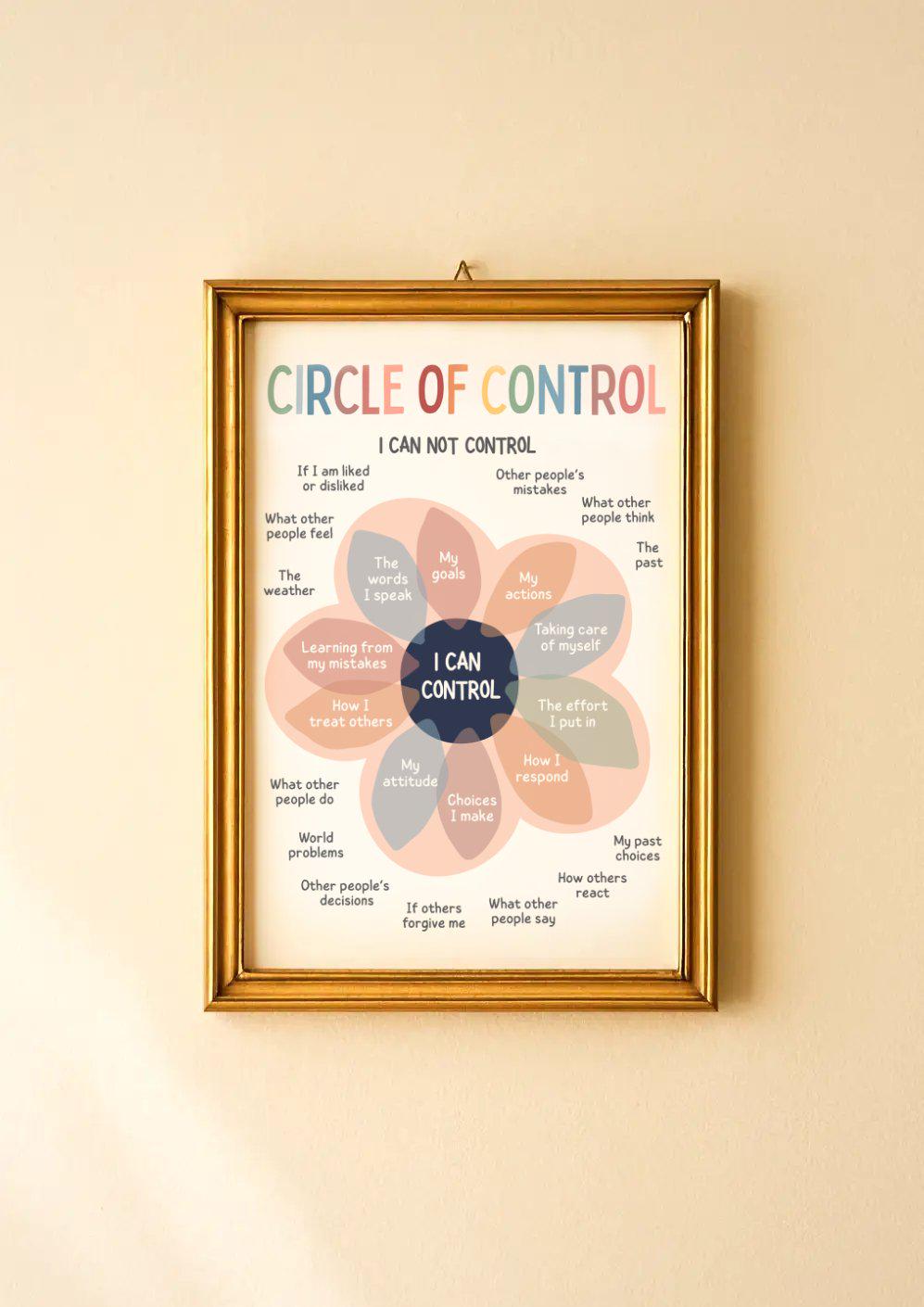 Circle of Control Therapy Poster, Things I Can Control Wall Art, Mental ...