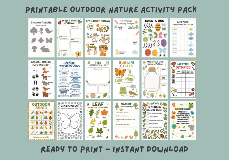 Kids Nature Activity Printables: Outdoor STEM Adventure Pack (digital ...