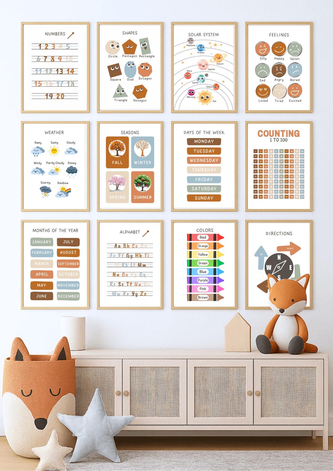 12 Educational Posters Set, Homeschool Prints, Montessori Classroom ...
