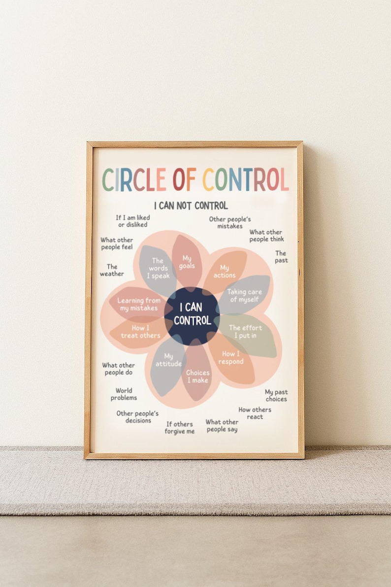 Circle of Control Therapy Poster, Things I Can Control Wall Art, Mental ...