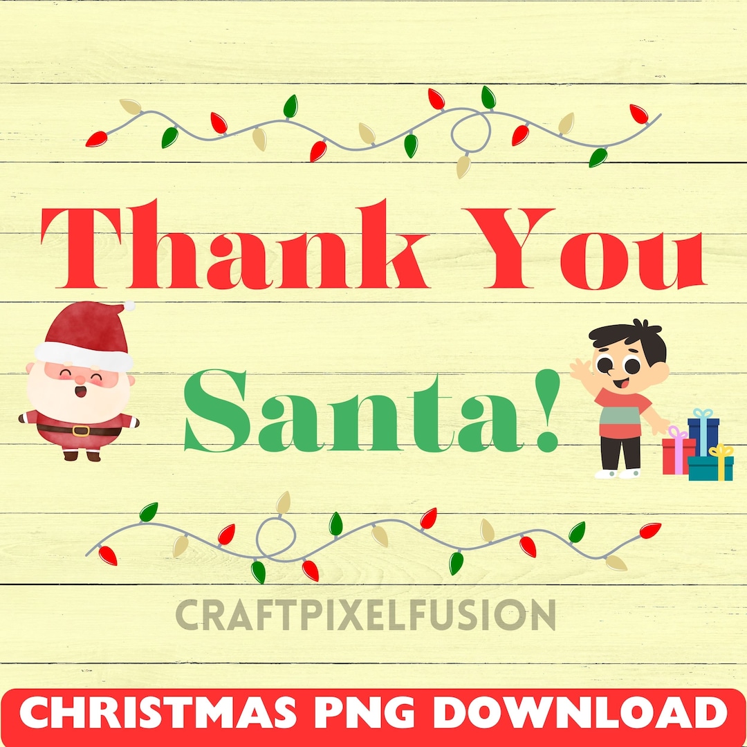 Thank You Santa PNG Clipart: Funny Christmas Design (digital Download ...
