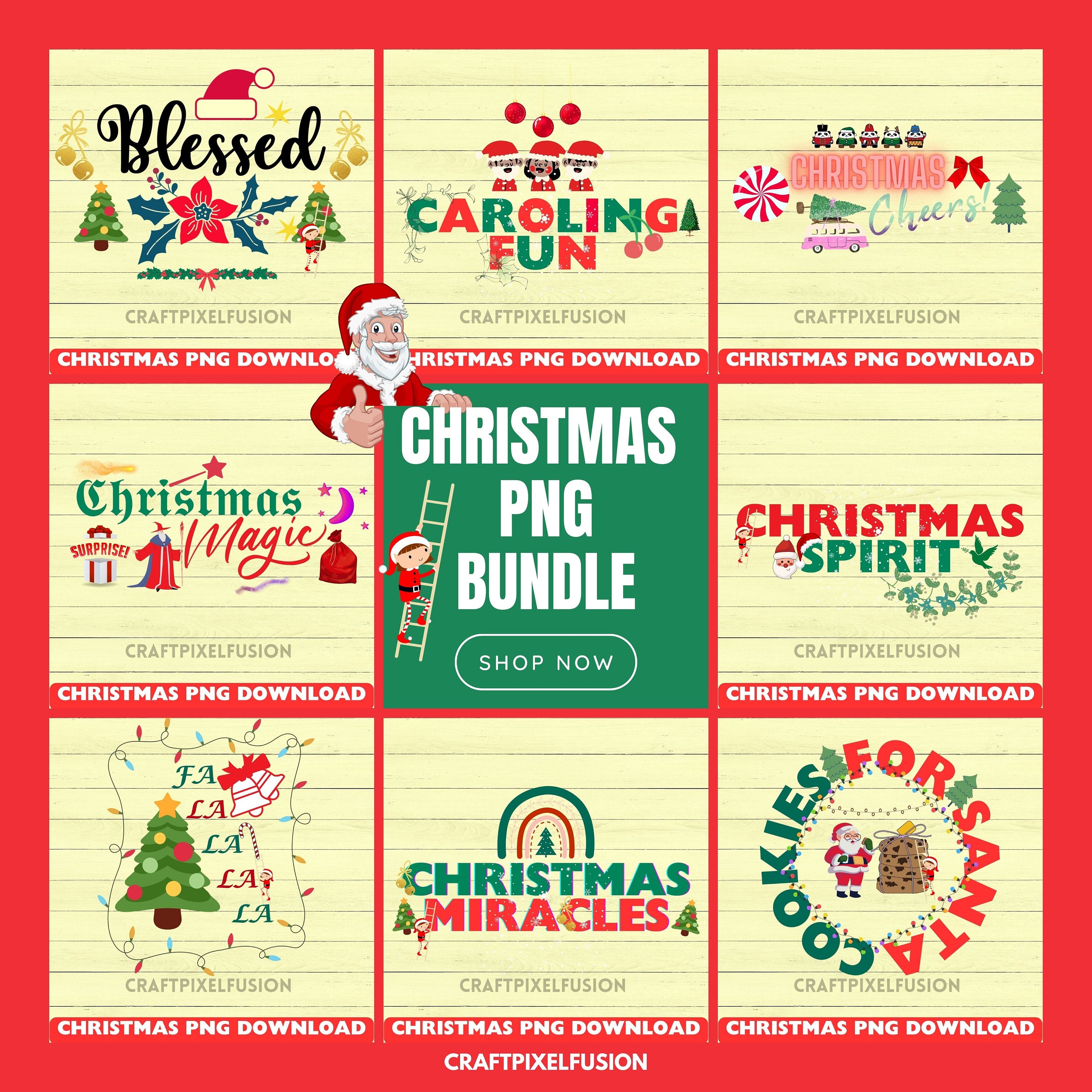 Christmas PNG Bundle Blessed - Caroling Fun- Christmas Magic ...
