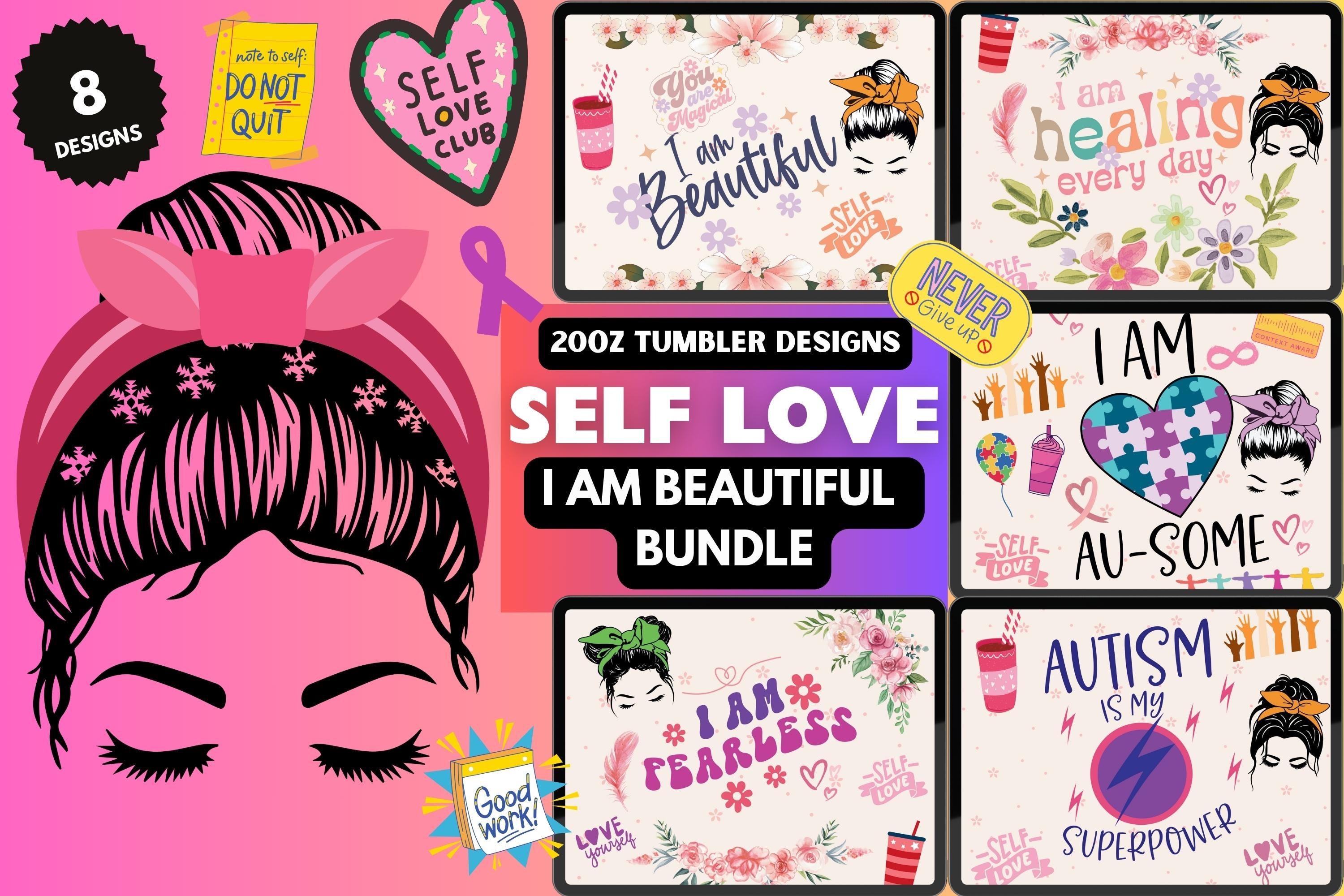 Empowerment Collection Self Love Autism Awareness Tumbler Designs ...