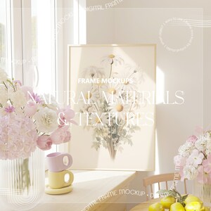 PSD Photoshop Template, Spring Frame Mockup, Wooden Frame Mockup, Pink ...