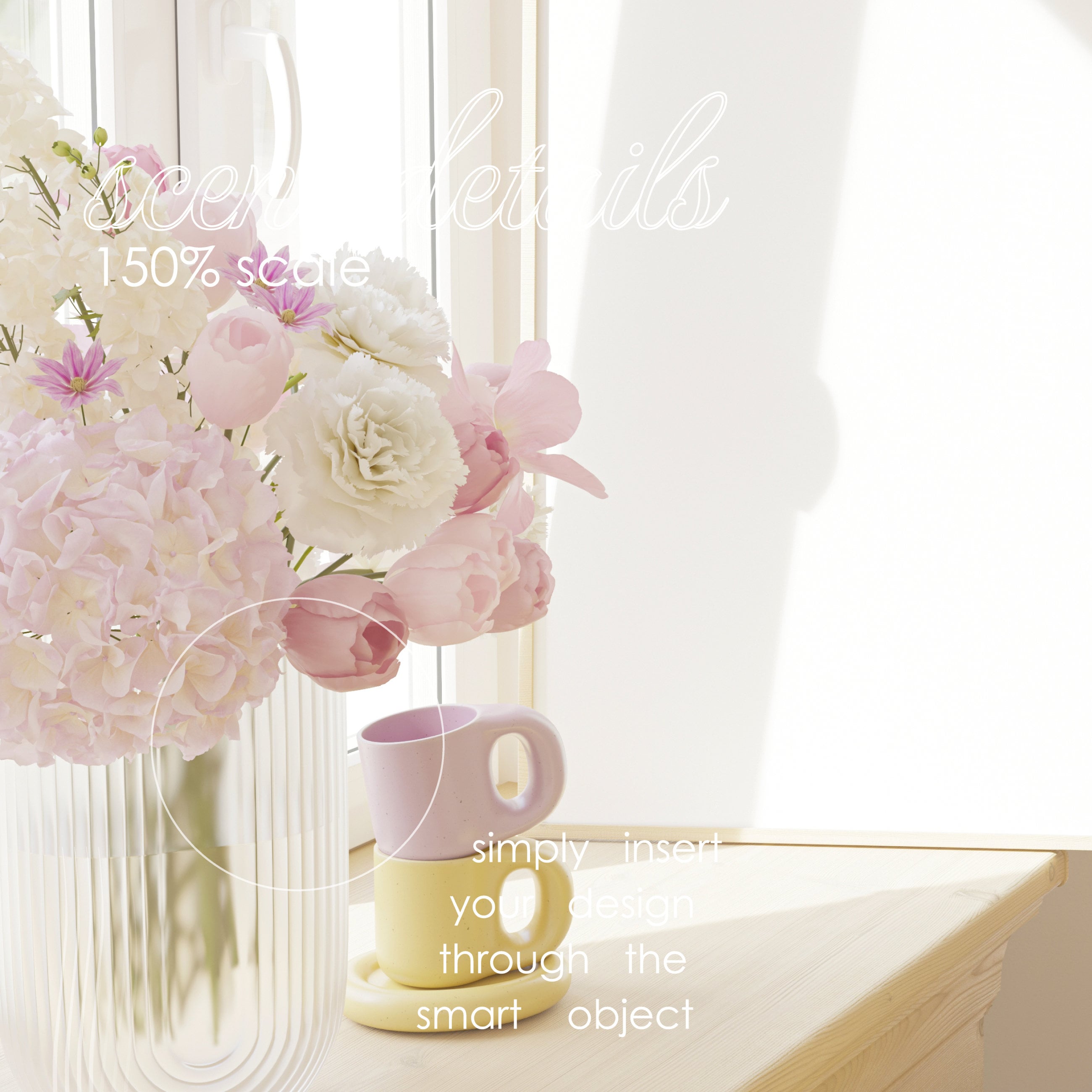 PSD Photoshop Template, Spring Frame Mockup, Wooden Frame Mockup, Pink ...