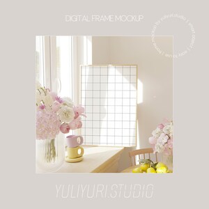 PSD Photoshop Template, Spring Frame Mockup, Wooden Frame Mockup, Pink ...