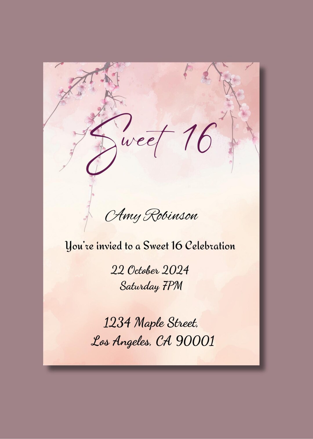 Sweet 16 Invitation, Sweet 16 Birthday, Sweet 16 Invite, Sweet 16 Party ...