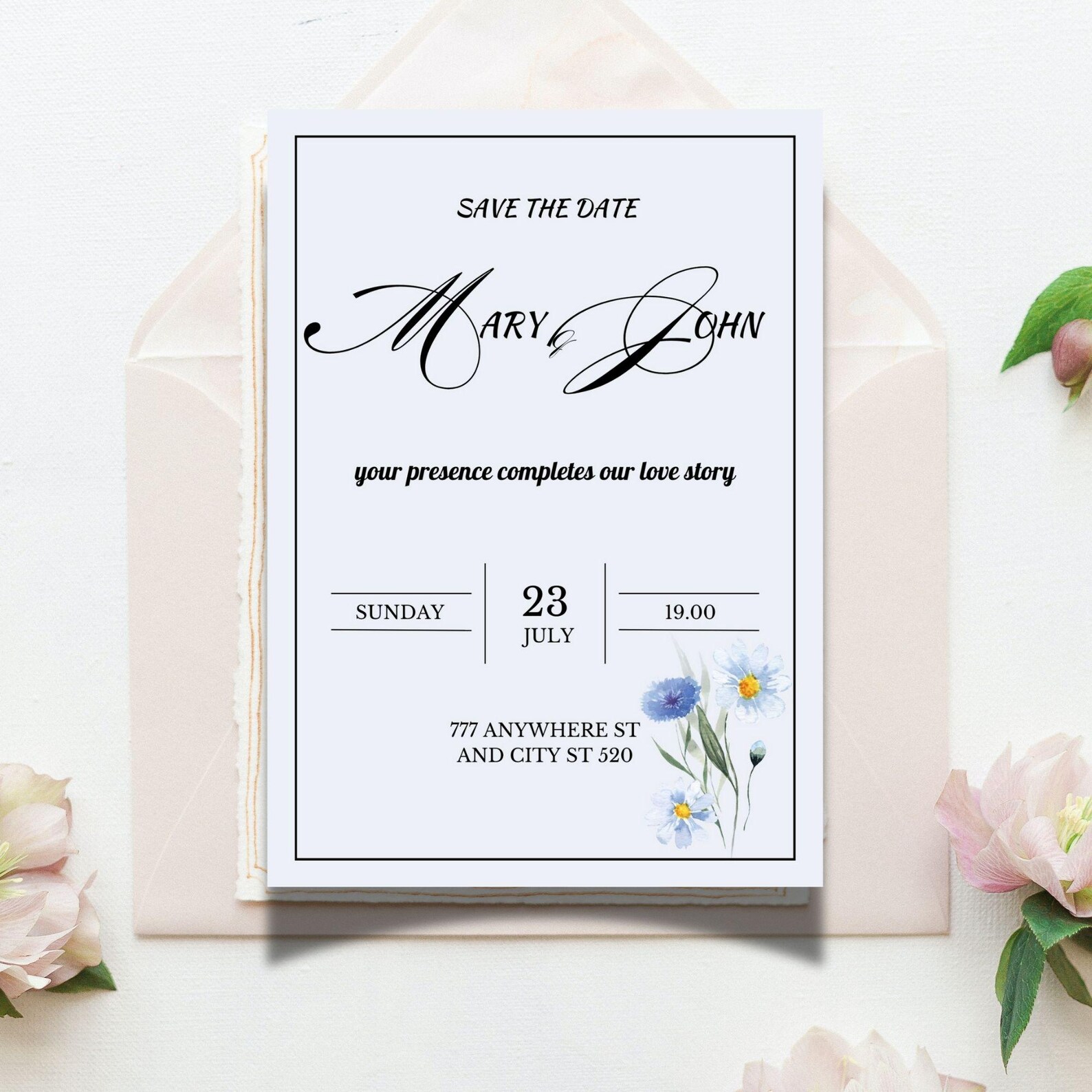 Wildflower Wedding Invitation Template, Editable Wedding Invitation ...