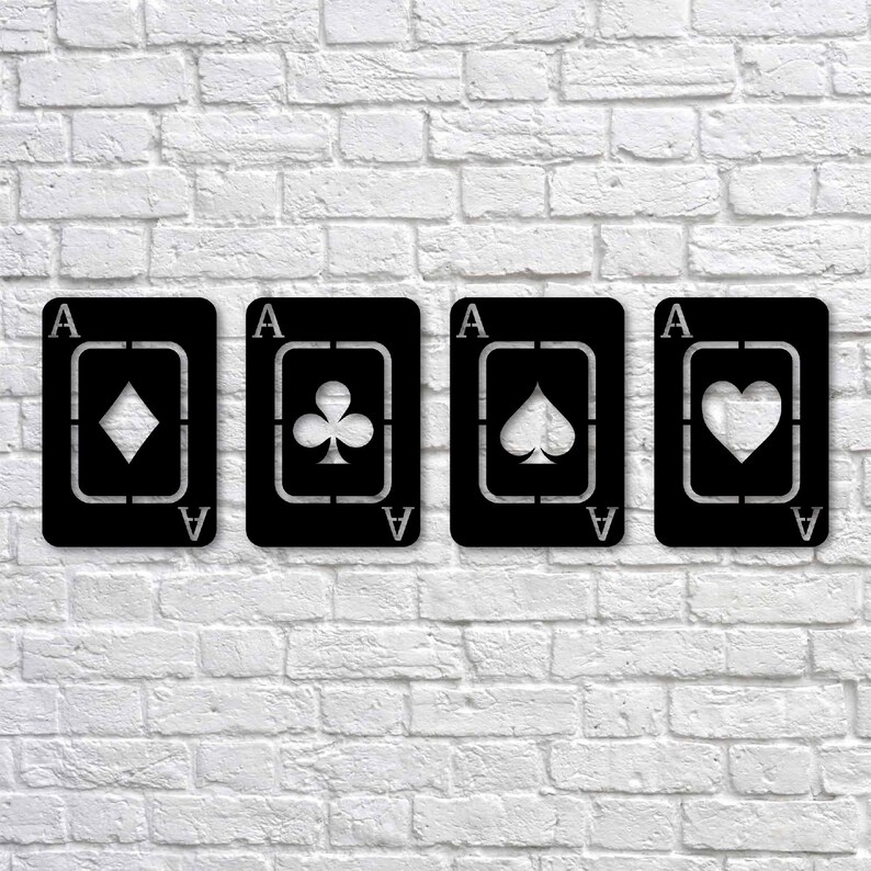 Aces – Metal Wall Art Set Laser Cut Modern Wall Decor for Gamers & Card ...
