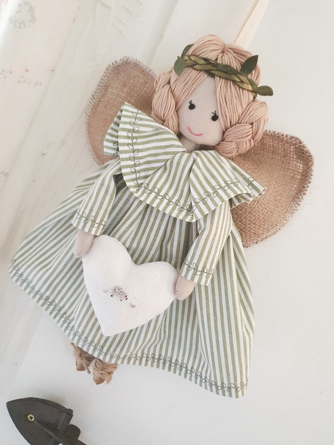 Handmade Decorative Linen Doll, Spring Fairy, Hand Embroidered Lamb ...
