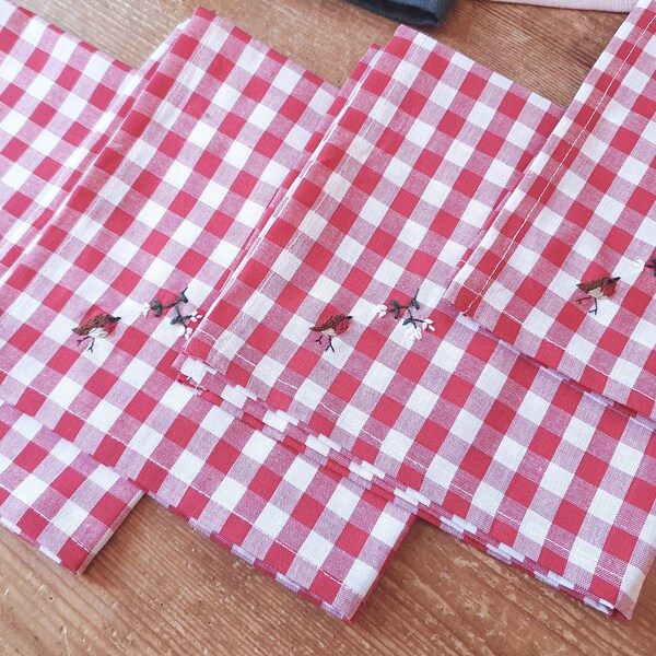 Red Gingham Napkins - Etsy