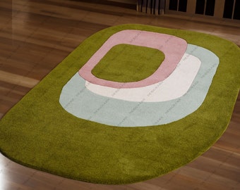 Oval Shape Colourful Designer Large Rug Hand Tufted Hand Made Rug for ...