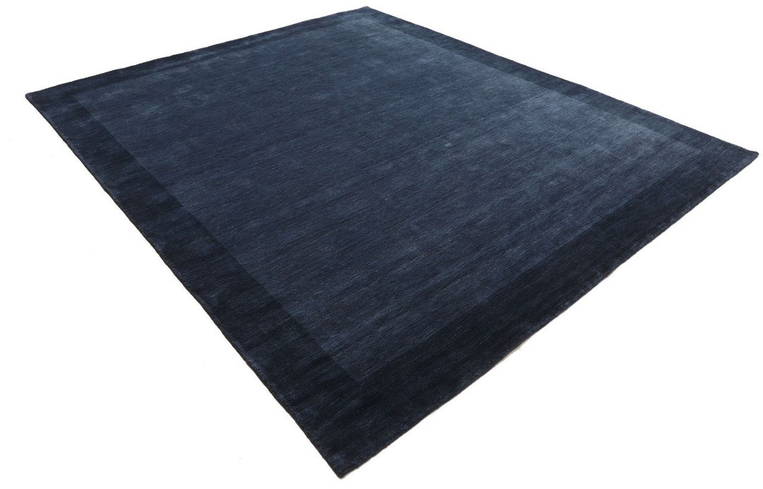 Modern Handknotted Frame Blue 100% Woolen Hand Tufted Rug Designer Wool ...