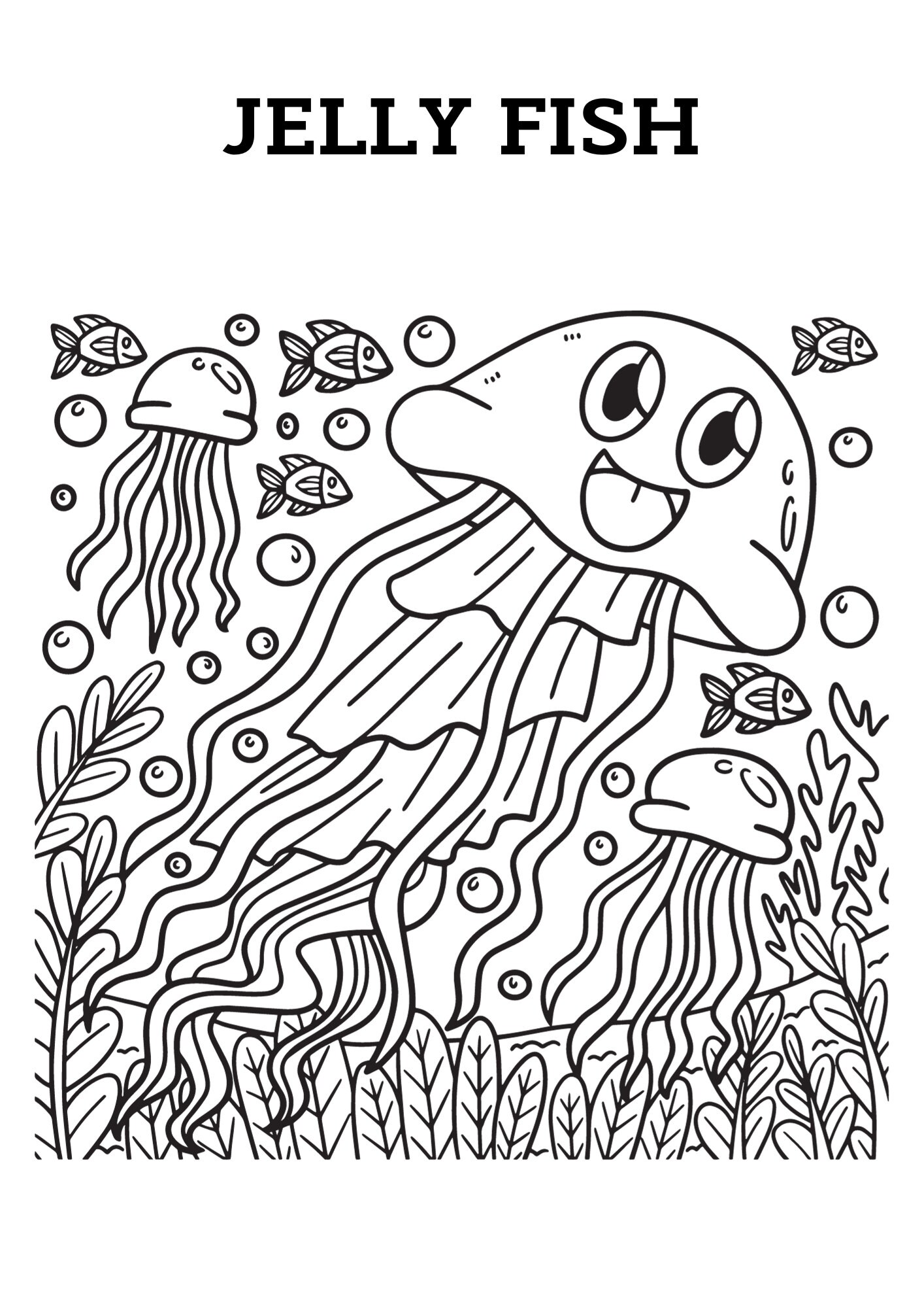 Color the Wonders of Sea Animals Coloring Pages of Jelly Fish, Giant ...