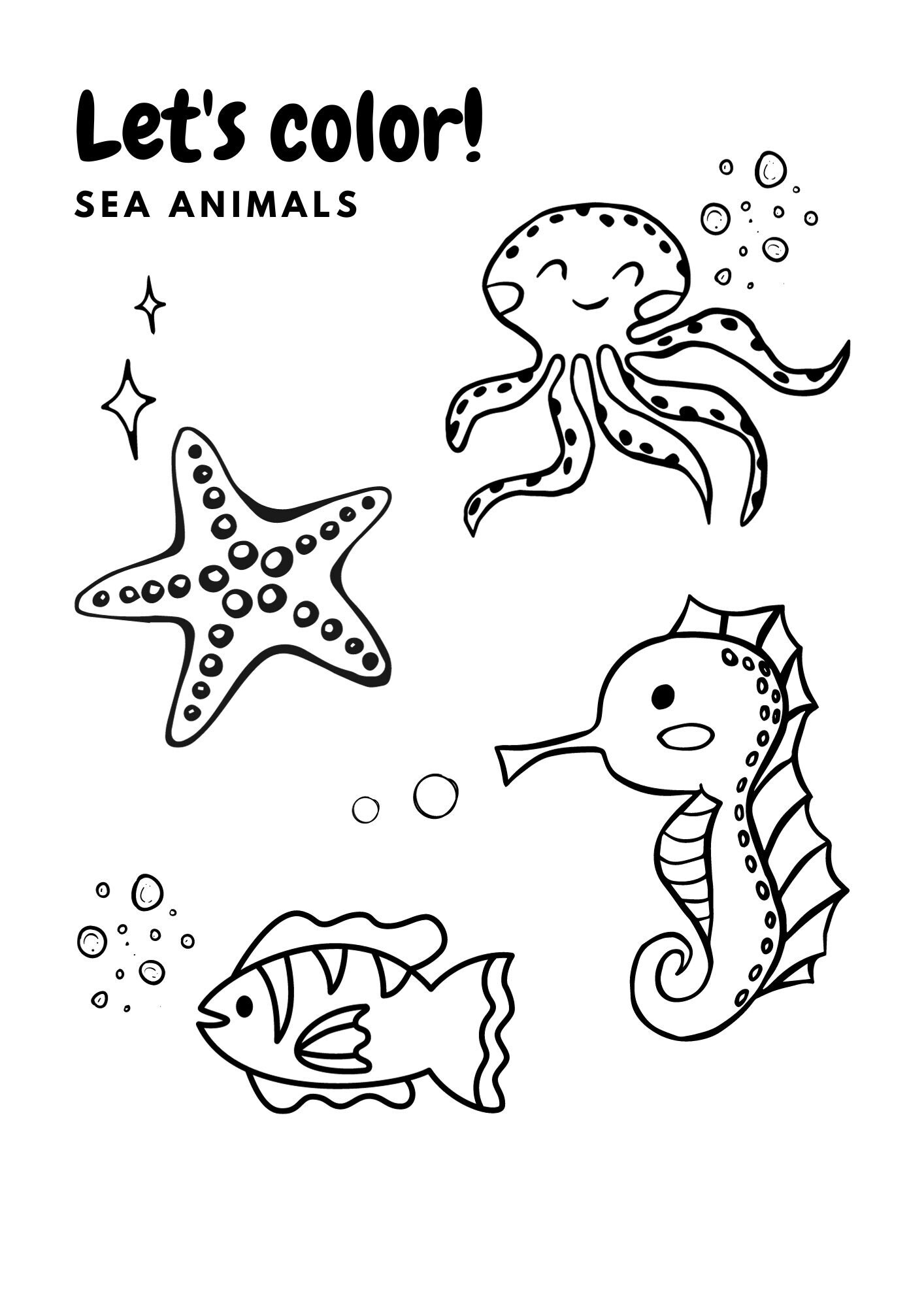 Color the Wonders of Sea Animals Coloring Pages of Jelly Fish, Giant ...