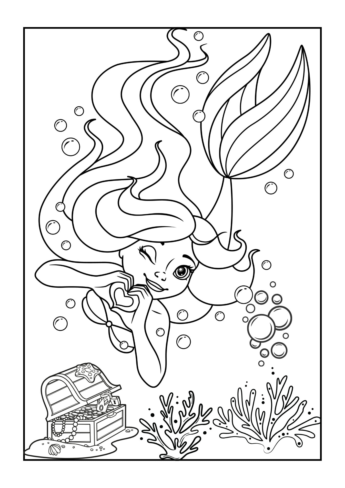 30 Mermaid Themed Coloring Pages for Kids Mermaid Printable - Etsy