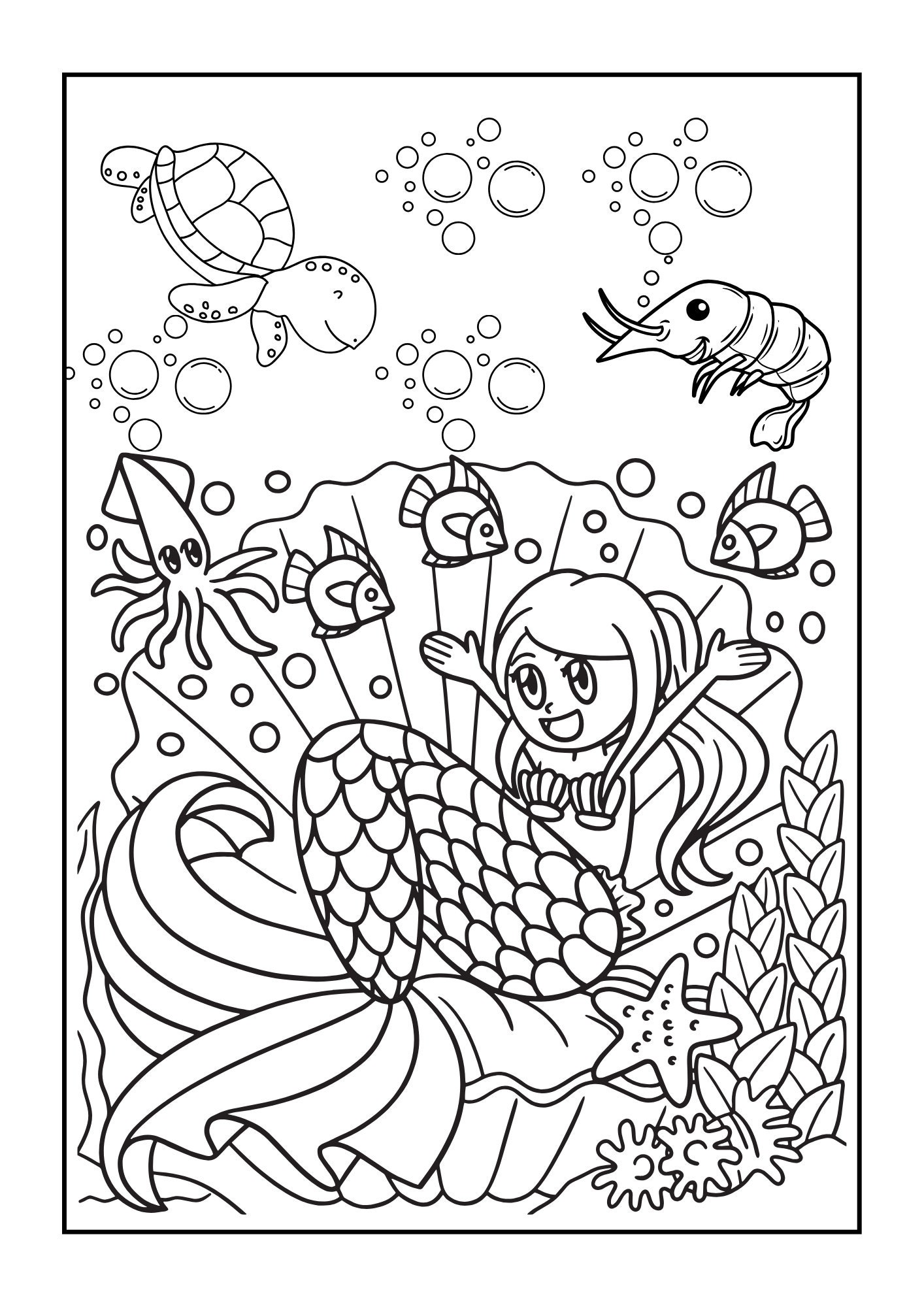 30 Mermaid Themed Coloring Pages for Kids Mermaid Printable - Etsy