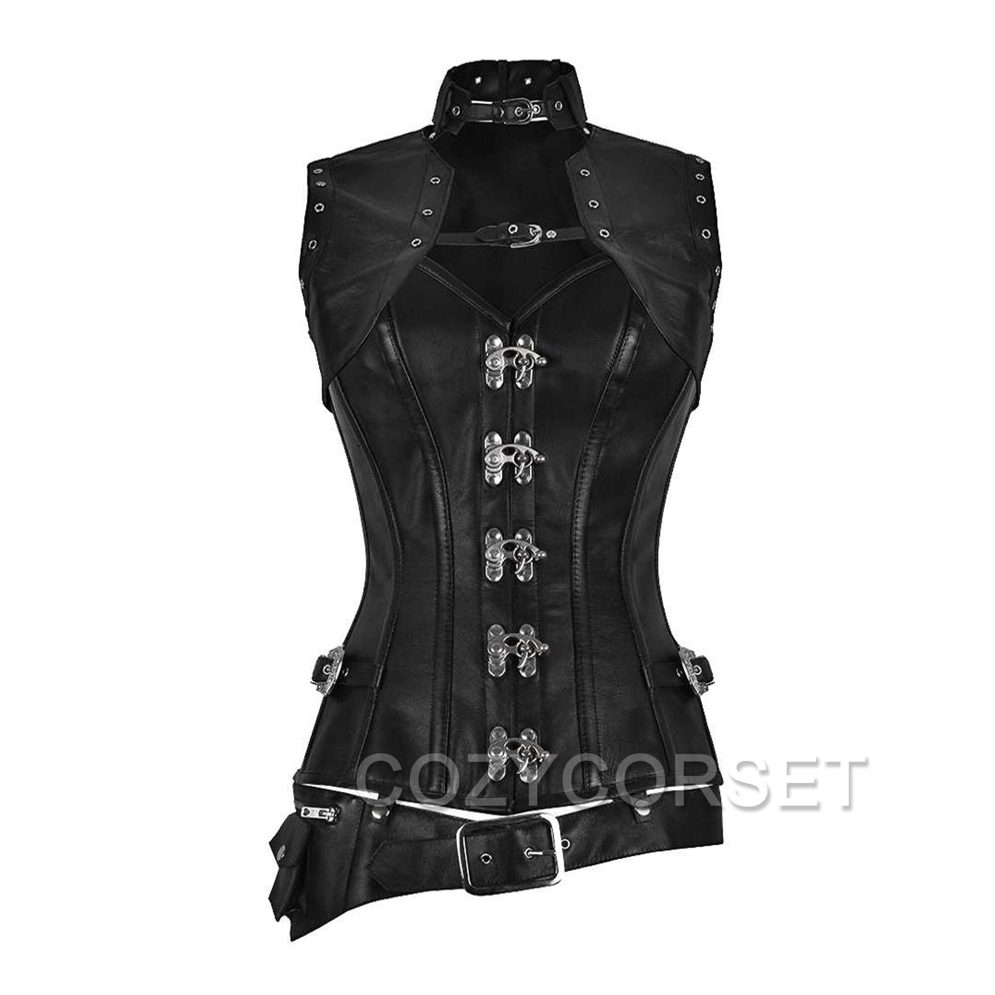 Gothic Steampunk Overbust Corset Steel Boned Bustier Corset Etsy