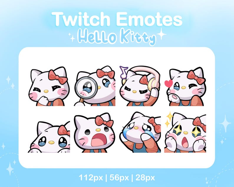 Cute Kawaii Plush Kitty Emotes Twitch / Discord / Cat / Twitch Graphics ...