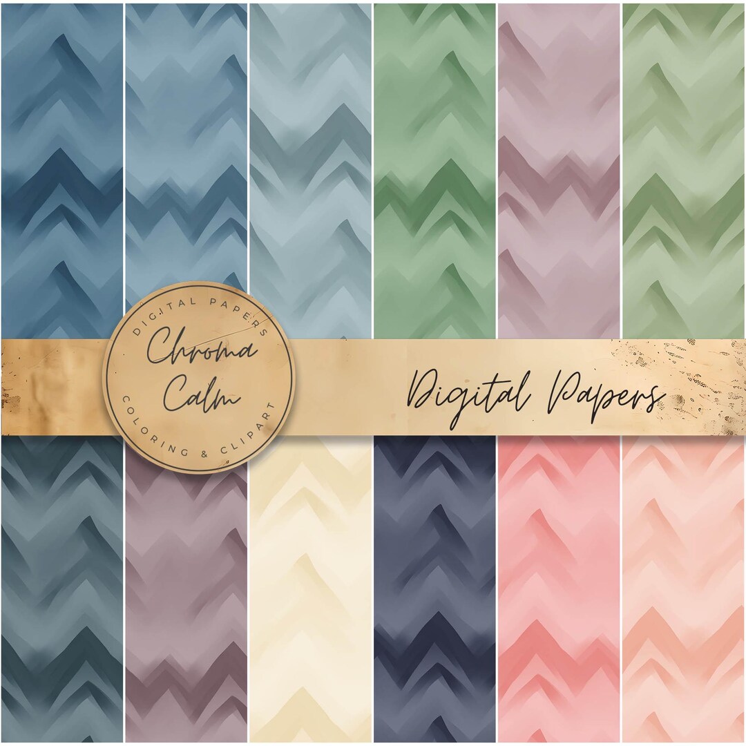 Digital Paper Bundle, Chevron, Zig Zags, Blues, Greens, Pinks, Purples ...