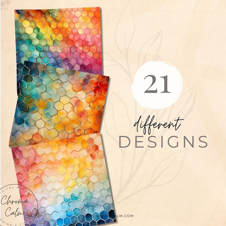 Watercolor Honeycomb Digital Paper Pack, Hexagon Background Paper ...